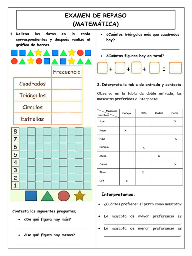 Rellena Los Datos en La Tabla Correspondientes y Después Realiza El ...