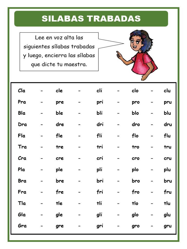 Actividades con sílabas trabadas 2° grado | PDF