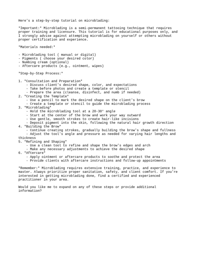 Step By Step Tutorial On Microblading Pdf