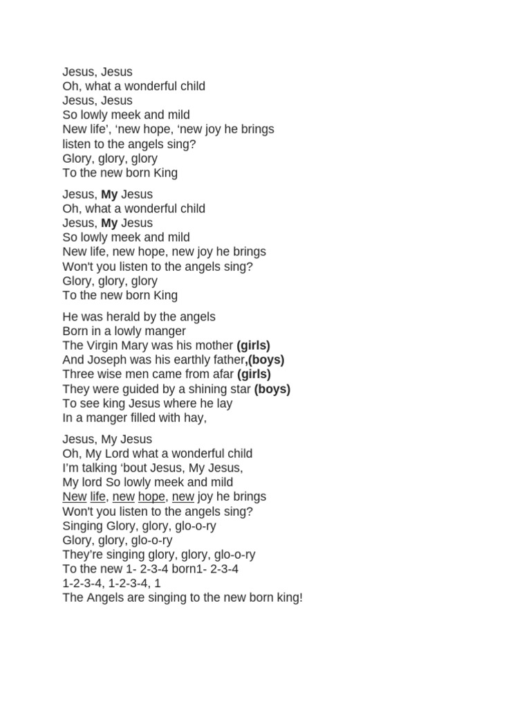 Jesus, Oh What a Wonderful Child | PDF | Religion & Spirituality