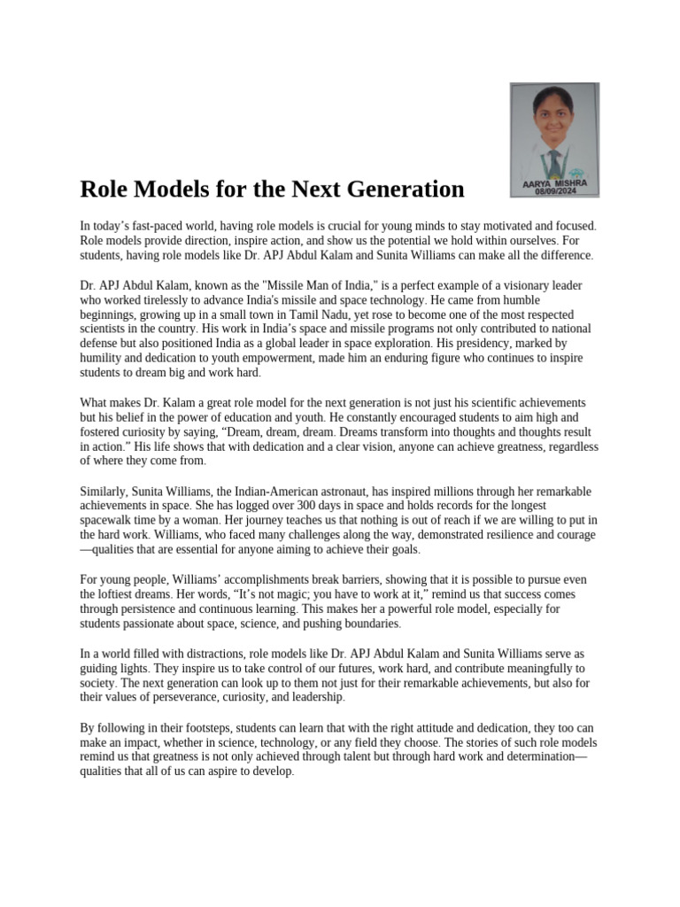 Inspiring Role Models: Kalam & Williams | PDF | Social Psychology