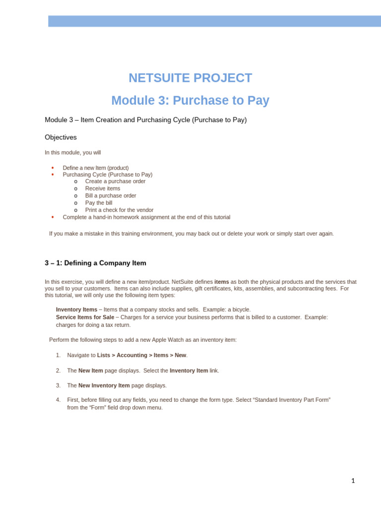 NetSuite Project - Module 3 - 1 | PDF | Cheque | Accounts Payable