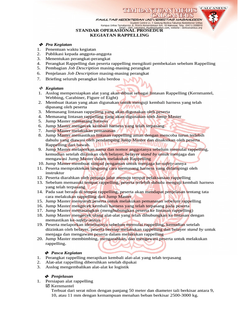 SOP Rappeling | PDF | Sains & Matematika | Teknologi & Rekayasa