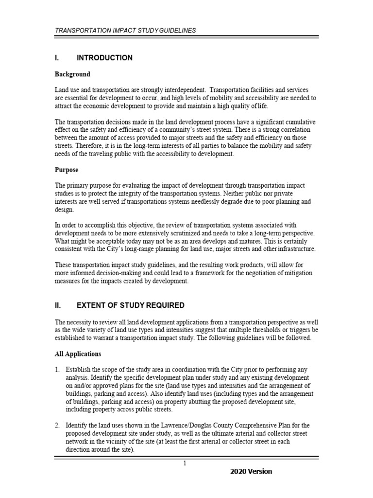 Appendix I Traffic Impact Study Guidelines | PDF | Traffic | Intersection (Road)