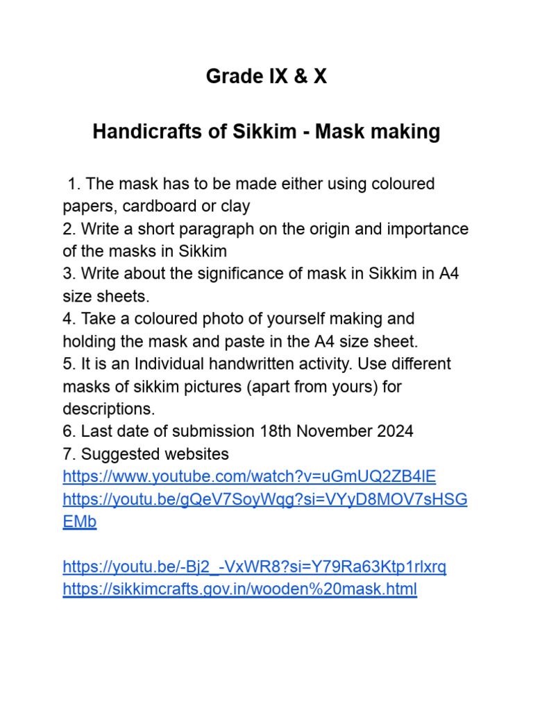 1730091394561.handicrafts of Sikkim - Mask Making | PDF