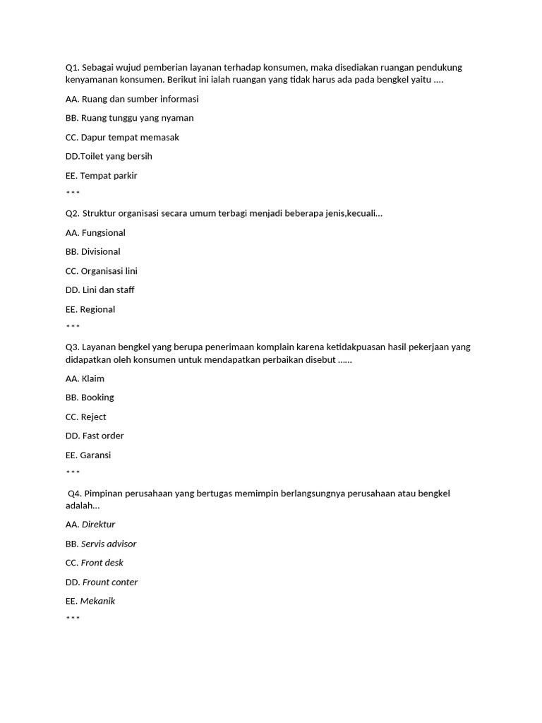 Soal Kelas XII TSM | PDF