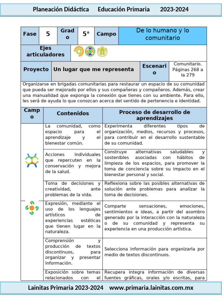 5to Grado Octubre 05 Un Lugar Que Me Representa 2023 2024 | PDF ...
