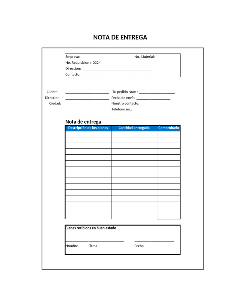 Nota de Entrega | PDF
