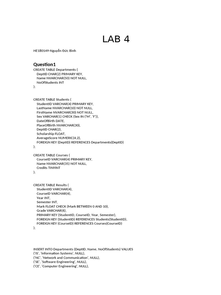 LAB4 | PDF | Ho Chi Minh City | Data Management Software