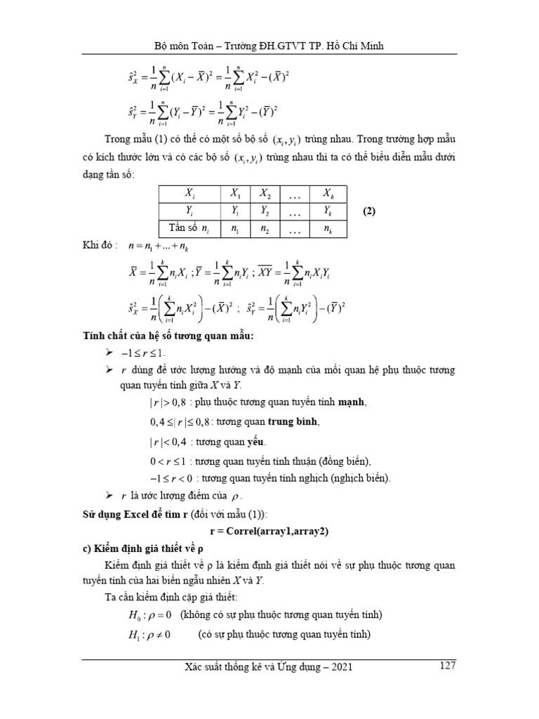 Xstk-Ch5.tương Quan Và H I Quy | PDF