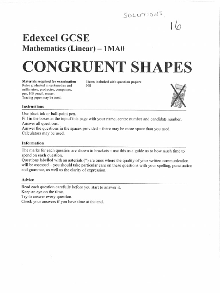 Congruent Shapes - Worksheet | PDF