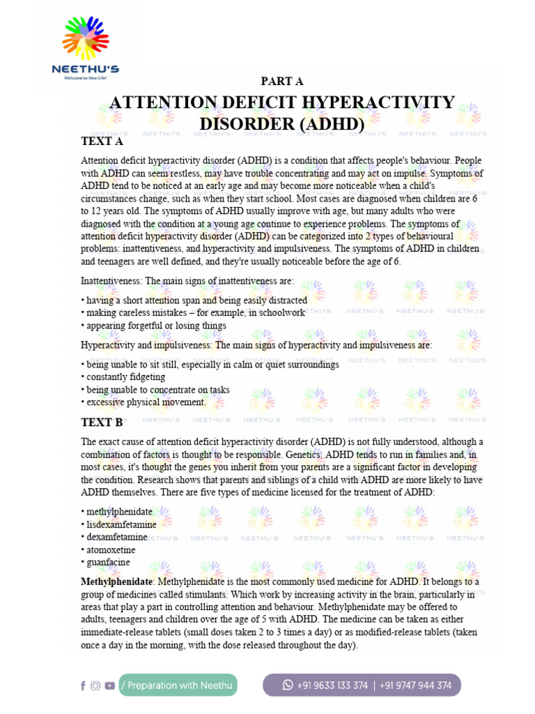 ADHD Full Material - New | PDF | Attention Deficit Hyperactivity ...