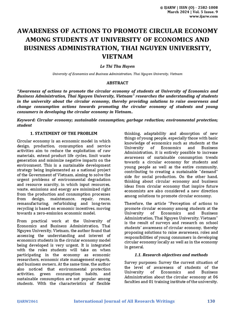 AWARENESS_OF_ACTIONS_TO_PROMOTE_CIRCULAR (1) | PDF | Reuse | Sustainability