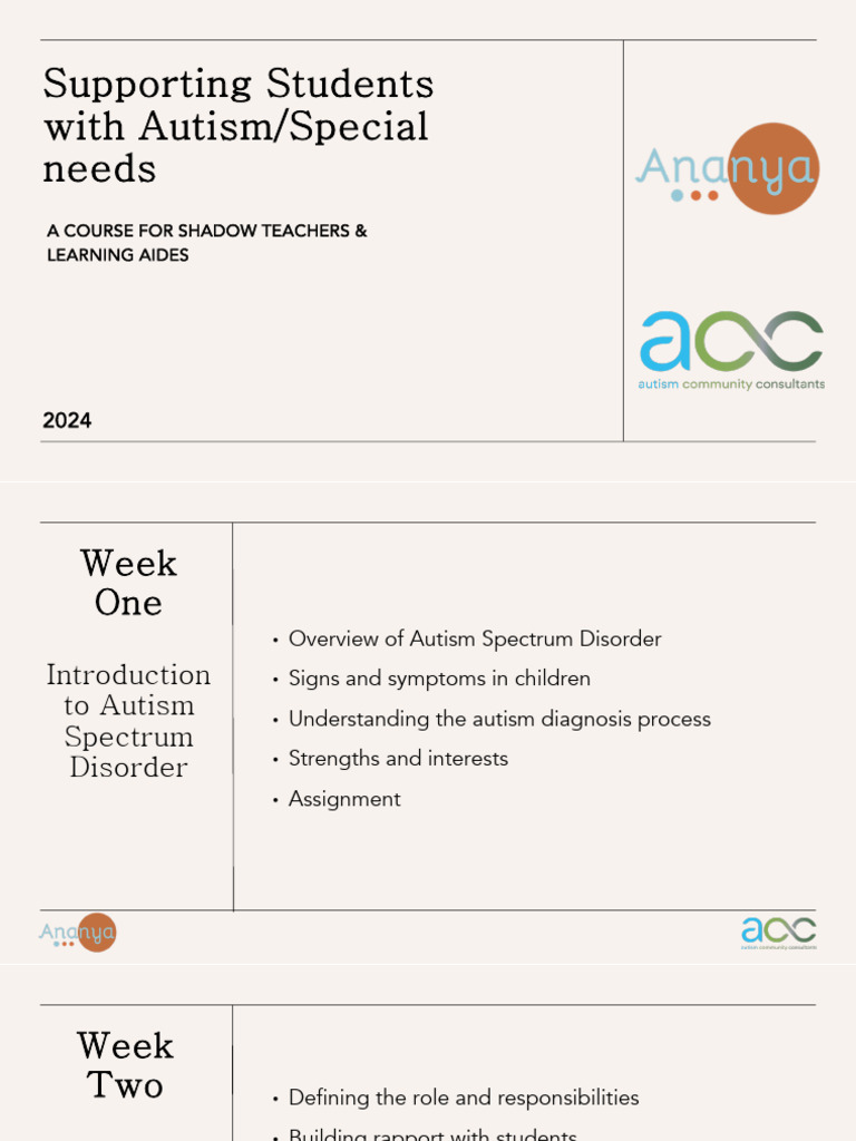 Shadow Teacher Course April 2024 - AACC | PDF | Autism Spectrum | Learning