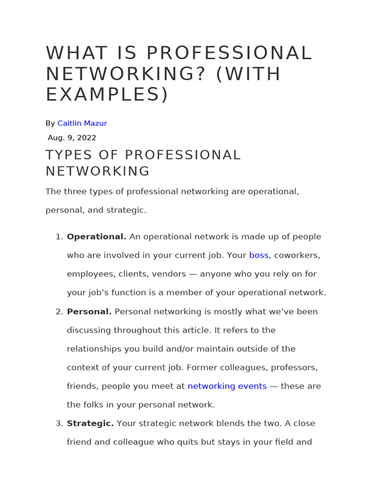 What Is Professional Networking | PDF | Job Interview | Social Psychology