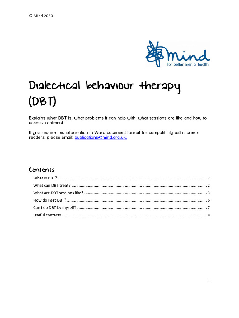 dbt-2020-pdf-version | PDF | Dialectical Behavior Therapy | Cognitive ...