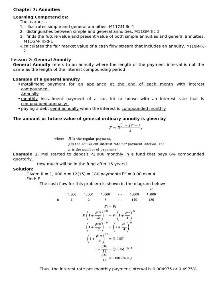 Ch7 Lesson 2 Simple and General Annuities | PDF | Present Value | Interest