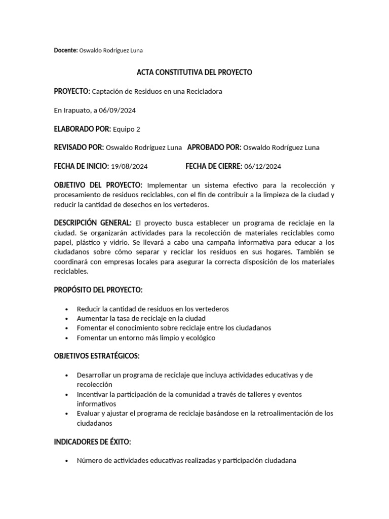 Acta Cons | PDF | Reciclaje | Residuos