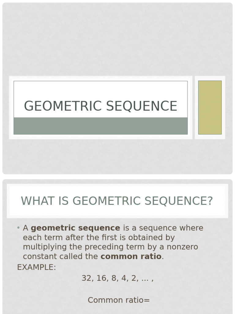 Geometric sequence | PDF | Sequence | Elementary Mathematics Geometric sequence | PDF | Sequence | Elementary Mathematics
