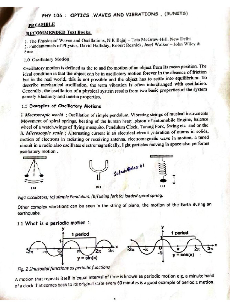 Oscillation Motion Phy106 (SUCCESS PEN) - 1 | PDF