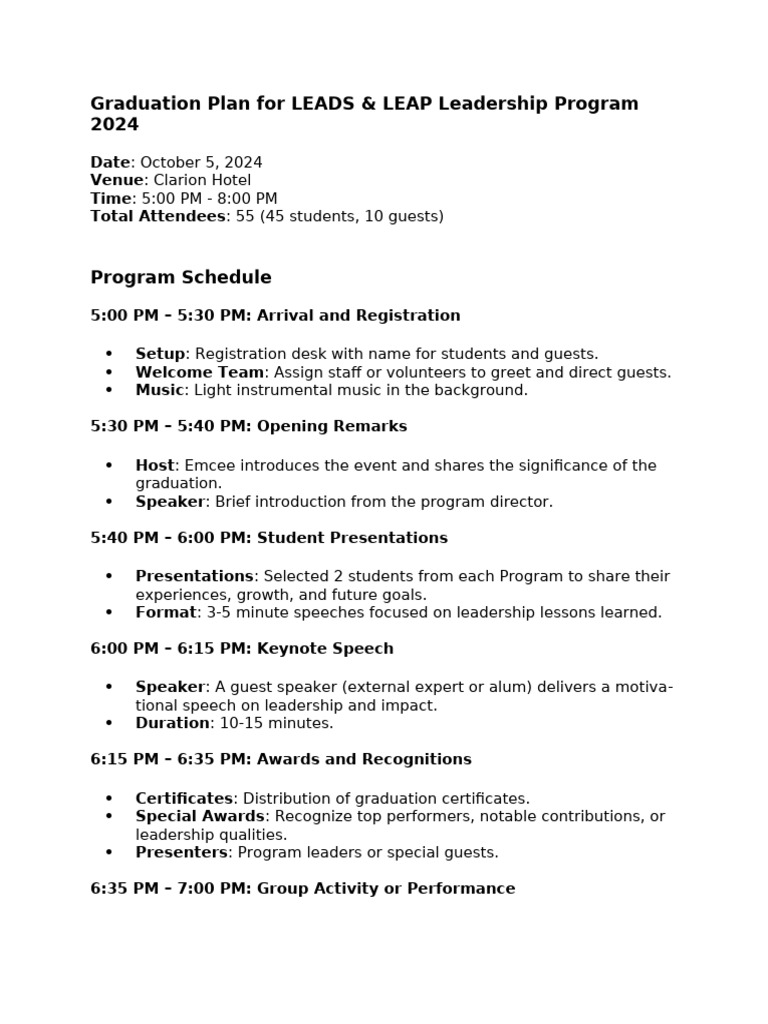 Graduation Plan 2024 | PDF