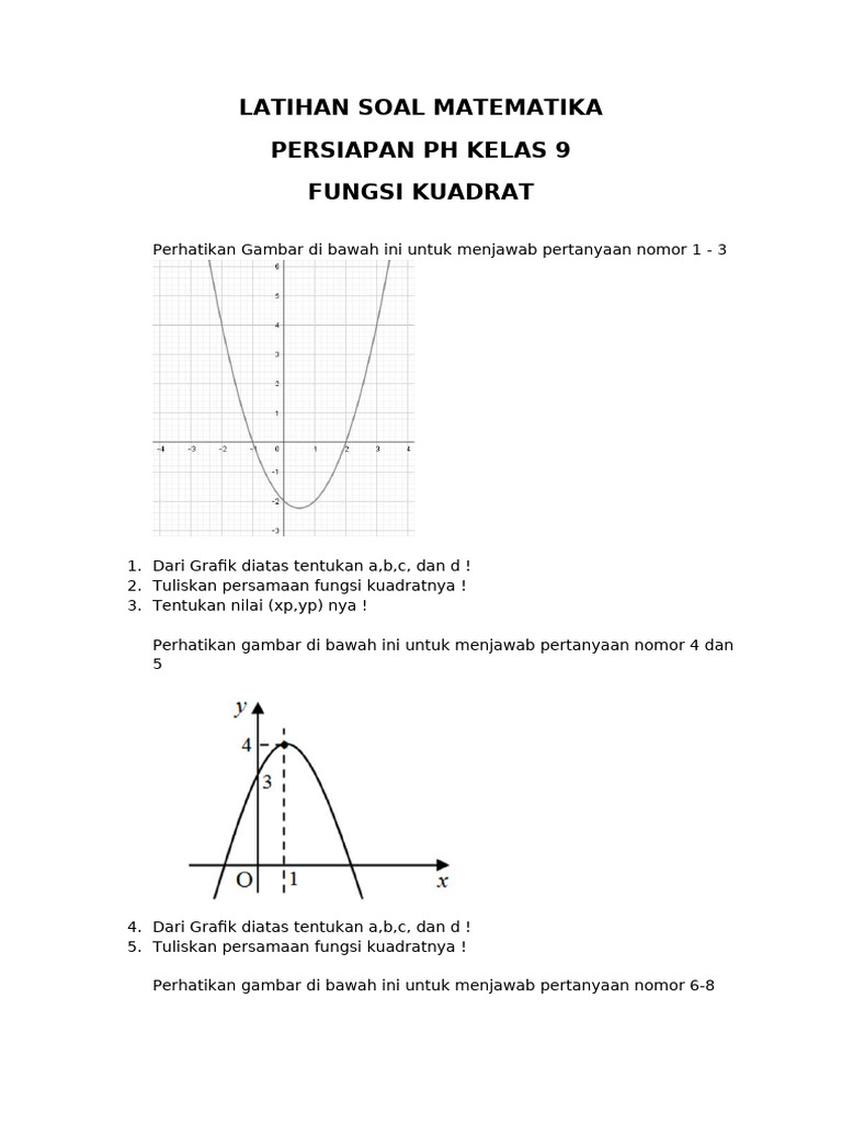 Latihan Soal Matematika Fungsi Kuadrat | PDF | Metode & Bahan Ajar