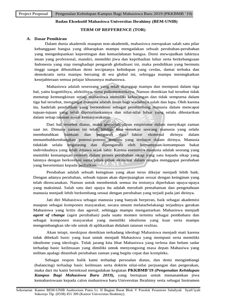 Proposal OSPEK | PDF | Karier & Perkembangan | Ilmu Sosial