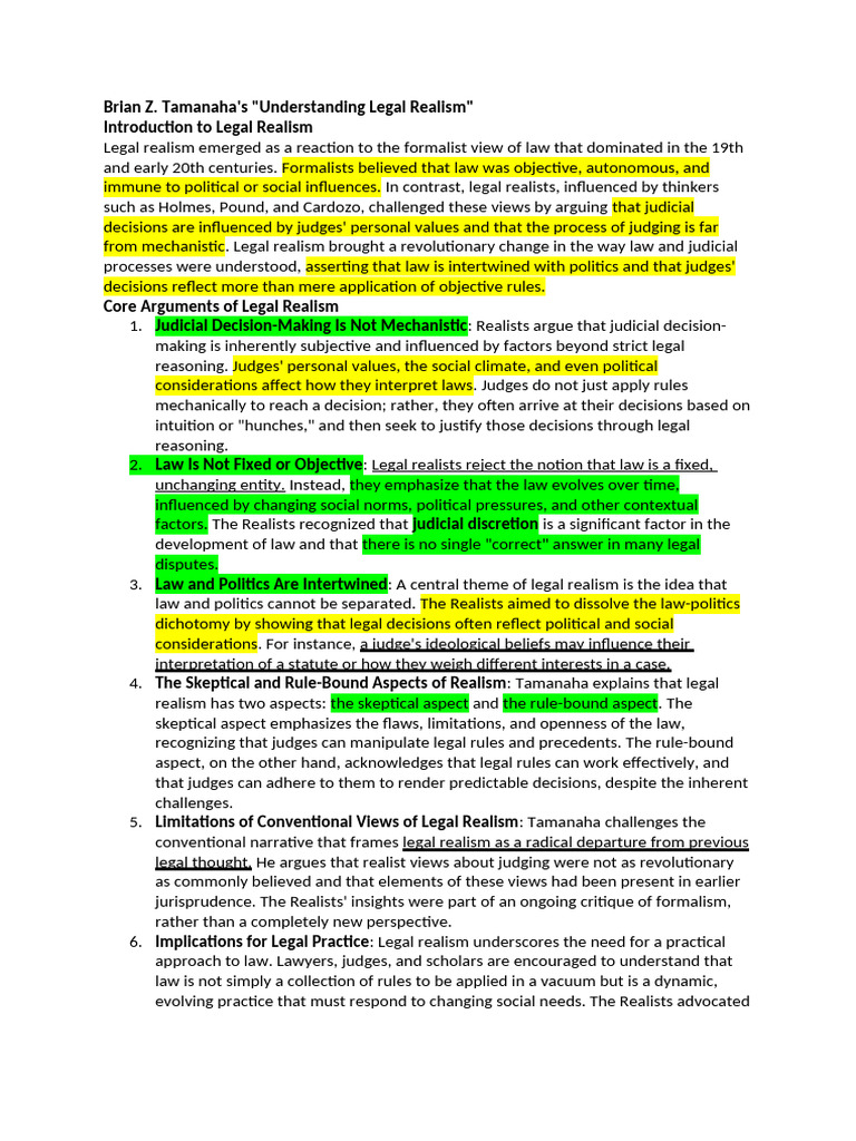 Brian Z. Tamanaha, Understanding Legal Realism | PDF | Philosophical ...