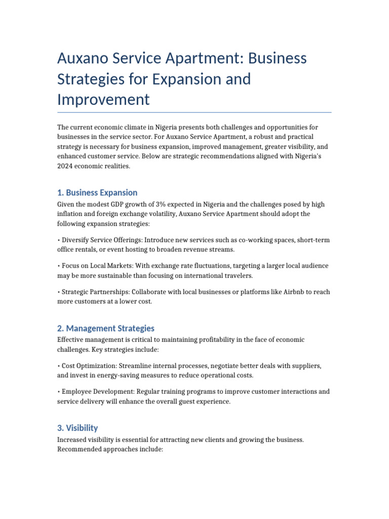Auxano Service Apartment Strategies | PDF | Customer | Energy Conservation