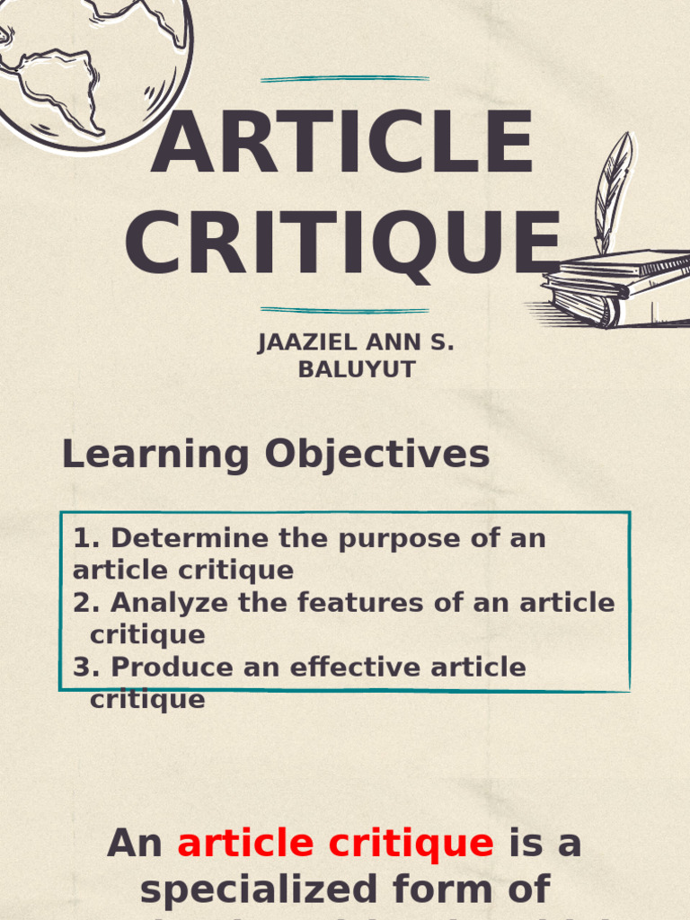 Article Critique Guidelines | PDF | Art