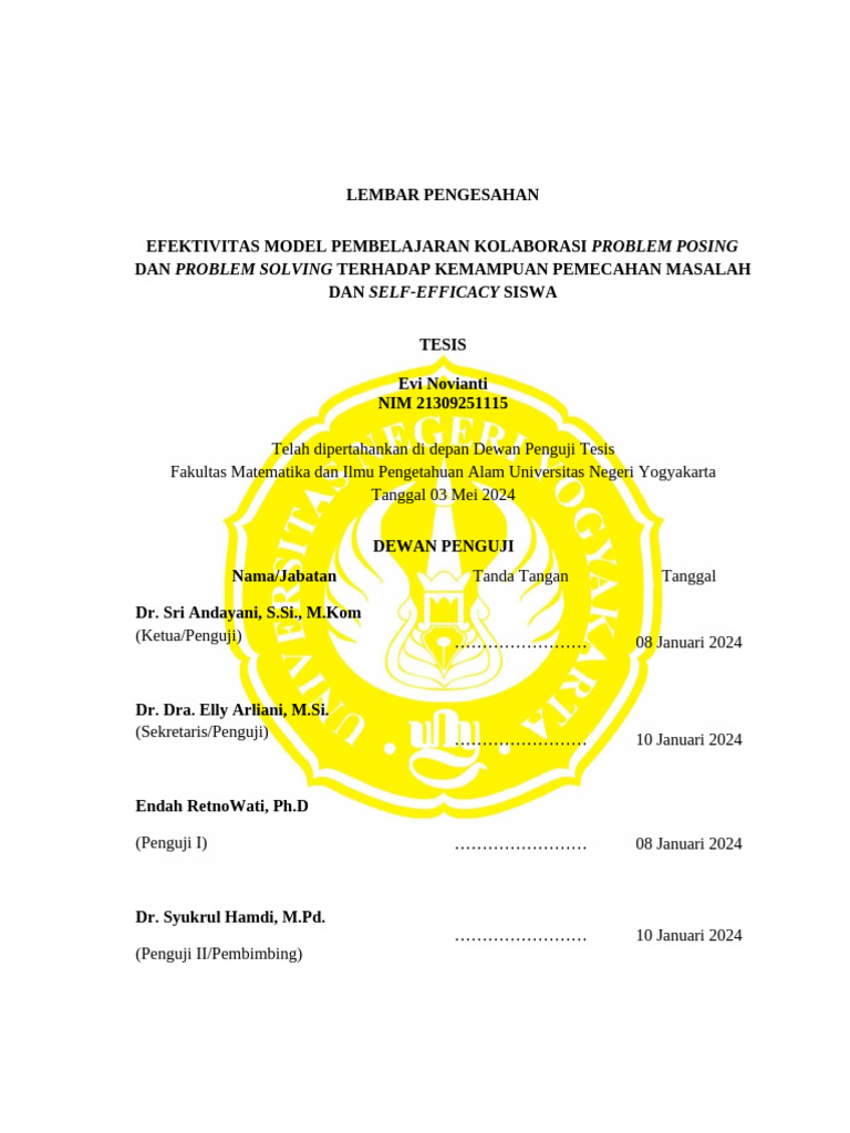 Lembar Pengesahan Tesis | PDF