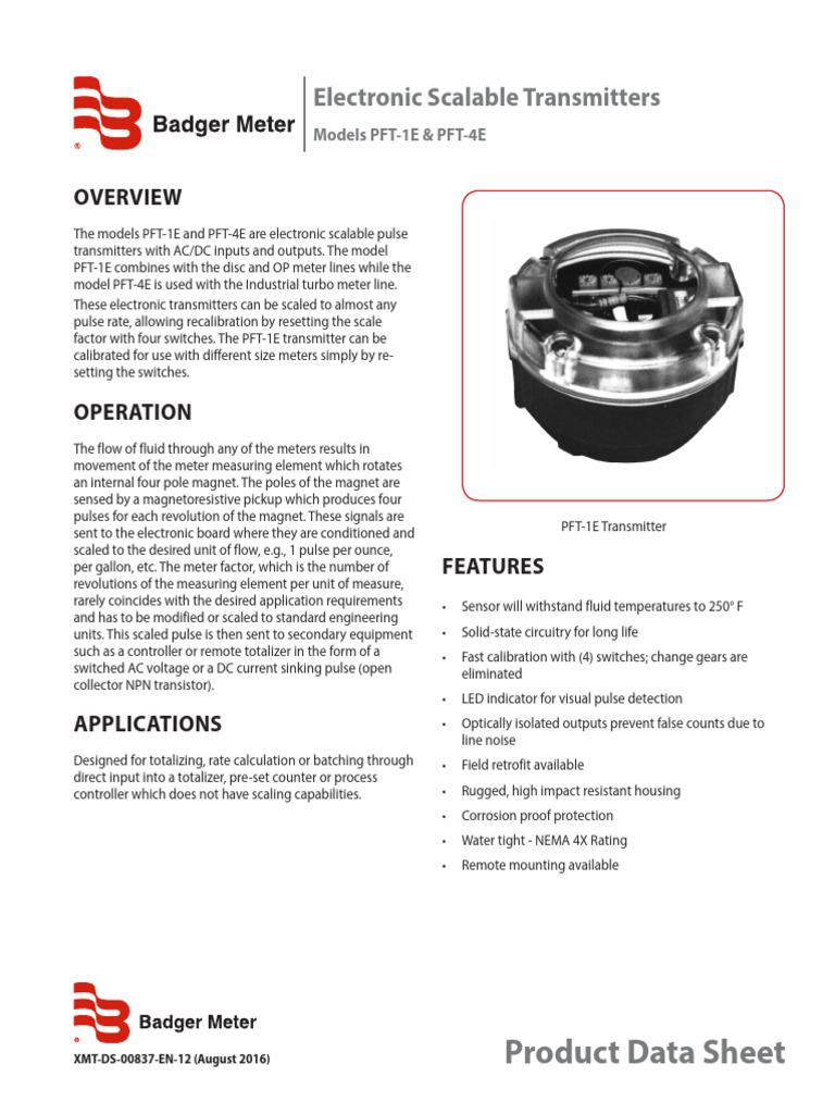Electronic Scalable Transmitters Models Pft-1e Pft-4e Product Data ...
