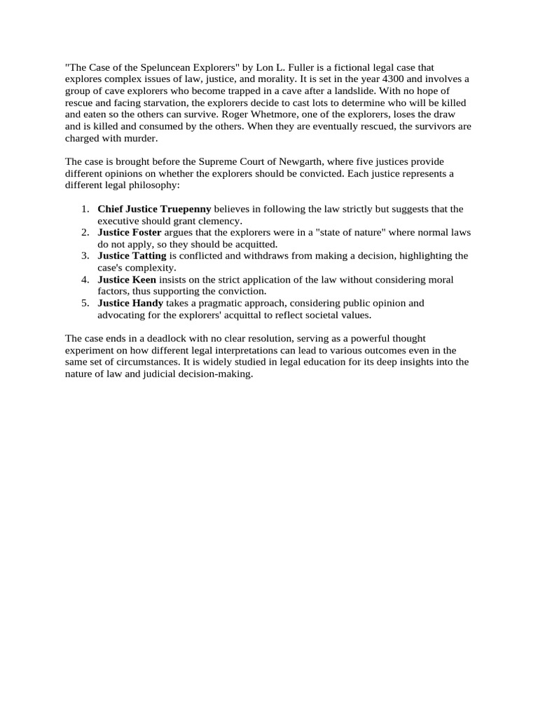 The Case of The Speluncean Explorers | PDF