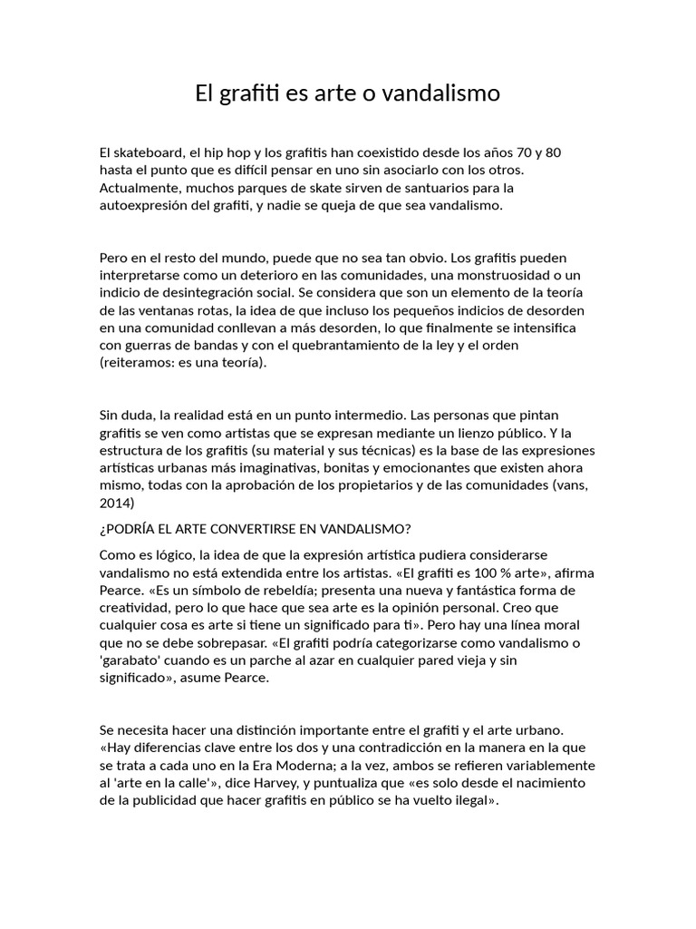Grafiti: Arte o Vandalismo? | PDF | Pintada | Vandalismo