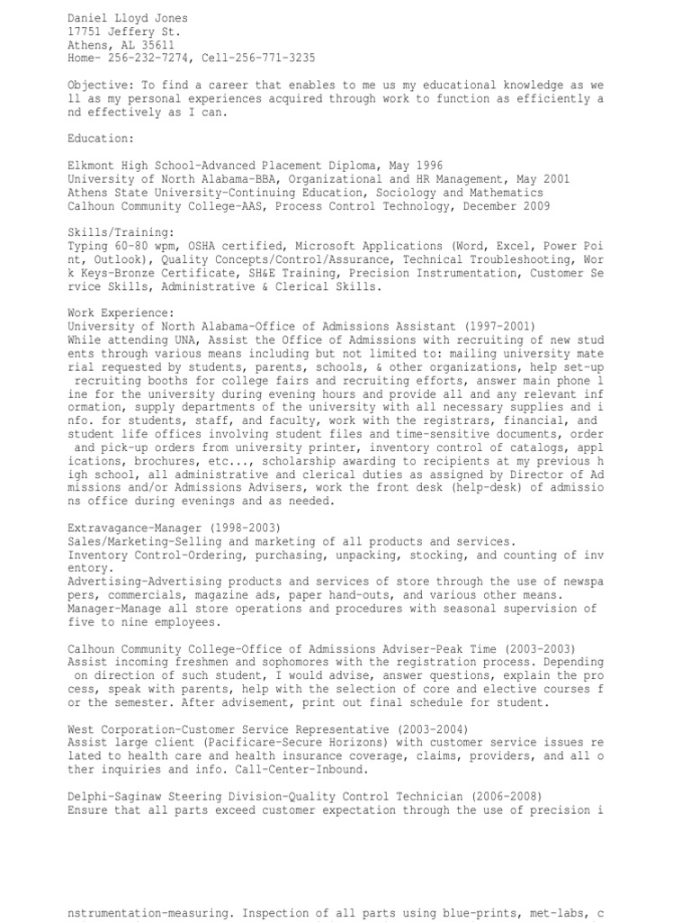 Quality Control Technician, Quality Control Adviser, Admissions | PDF ...