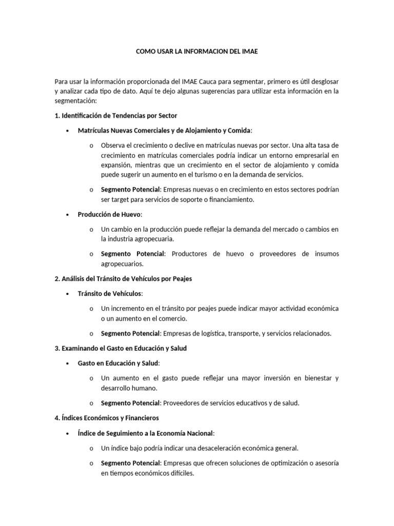 Como Usar La Informacion Del Imae | PDF | Marketing | Producto (Negocio)