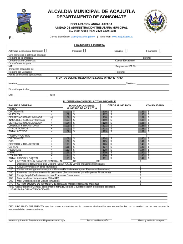 Formulario F-1 | PDF | Impuestos | Negocios económicos