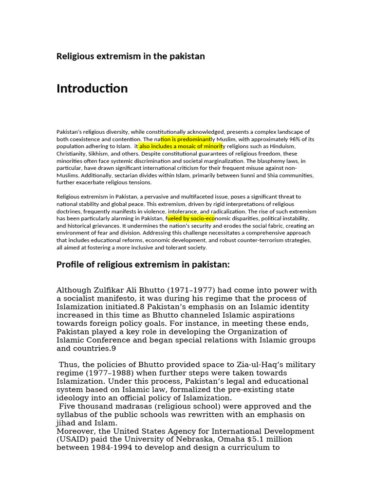 Religious Extremism in Pakistan | PDF | Extremism | Pakistan