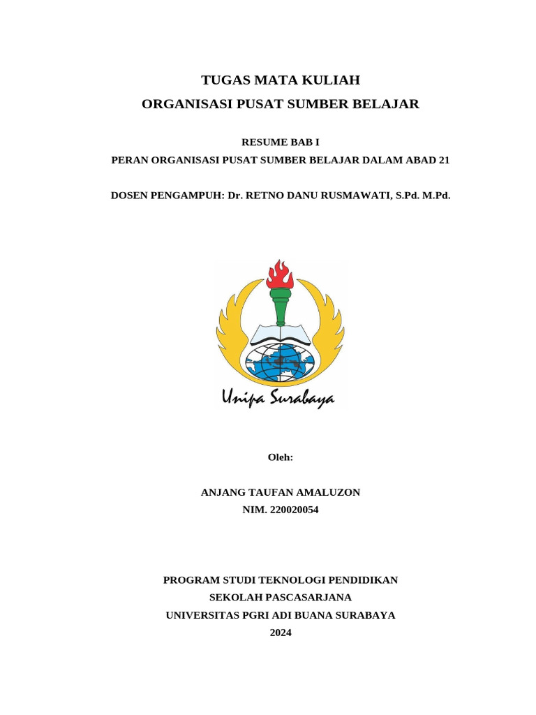 Anjang Taufan Amaluzon - Nim 220020054 - Resume Bab I | PDF