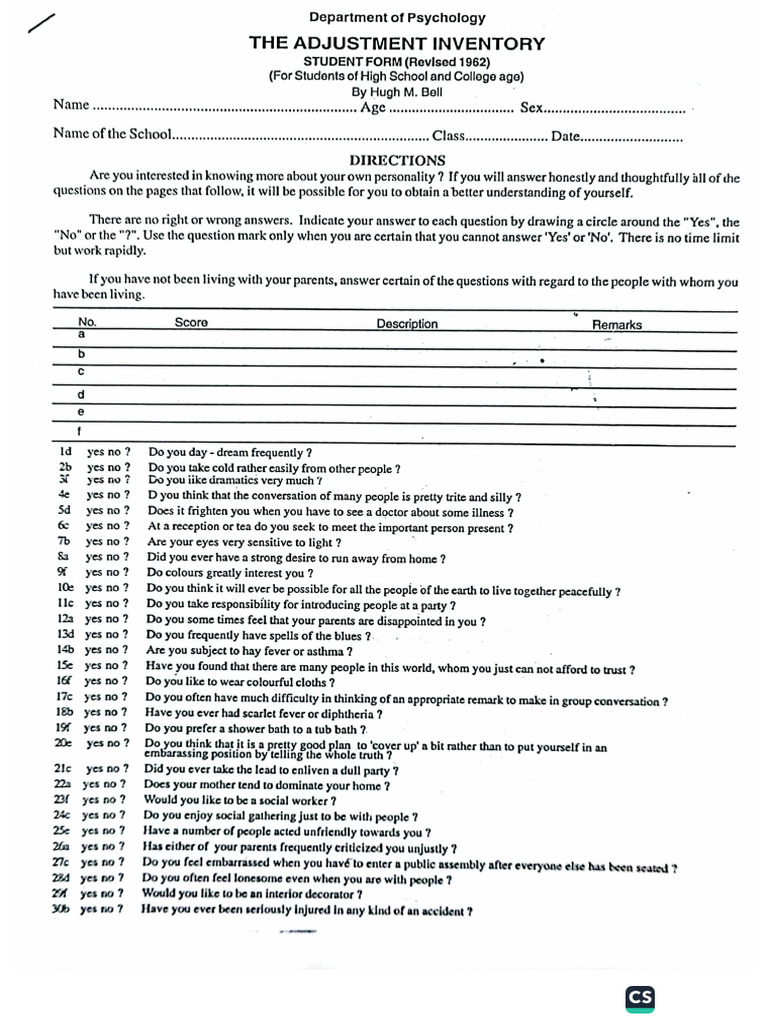 Adjustment Inventory | PDF