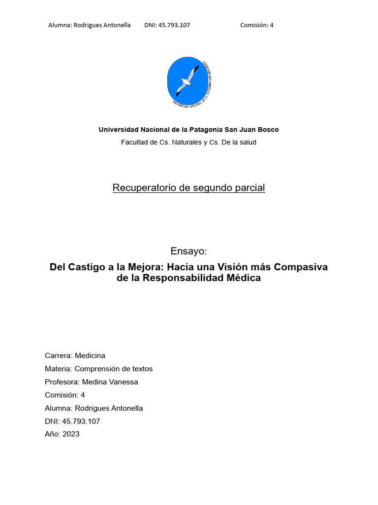 Recuperatorio Segundo Parcial - Antonella Rodrigues - Comision 4 | PDF ...