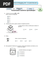 Prueba de Matemática 3° Grado Primaria | PDF