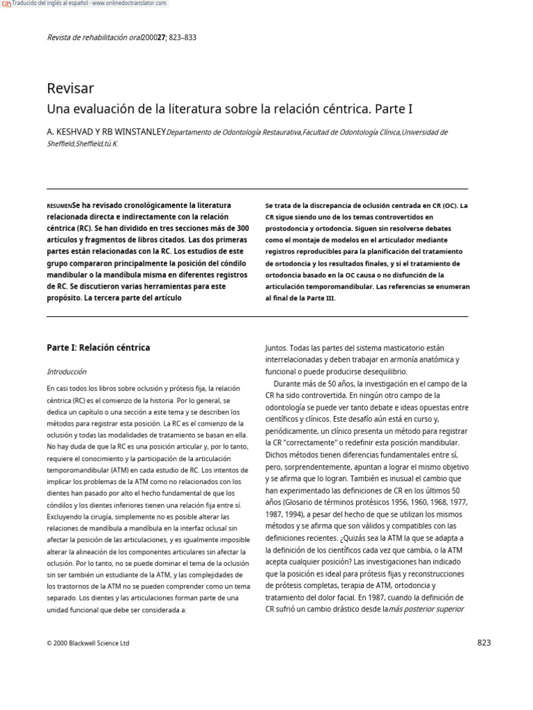 CENTRIC RELATION REVIEW I.en - Es | PDF | Odontología