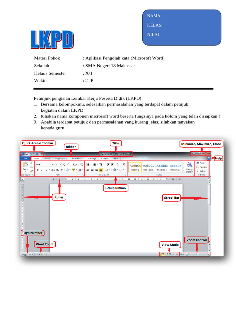 Komponen dan Fungsi Microsoft Word | PDF | Seni | Komputer