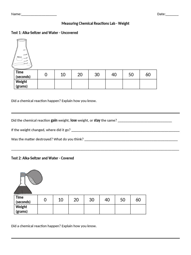 7.1.1 Day 3 - Measuring Chemical Reactions Lab - Weight | PDF