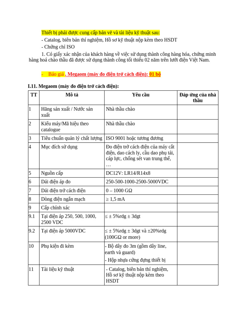2. Megaom (máy đo điện trở cách điện) | PDF