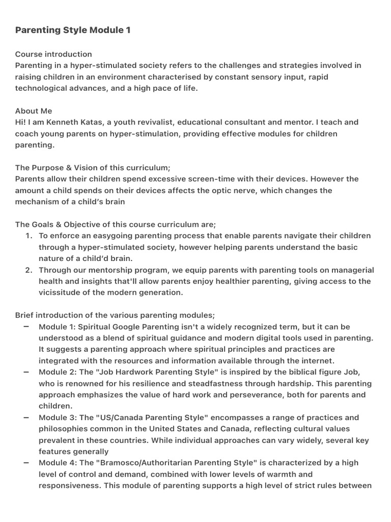 Parenting Style Module 1 | PDF | Parenting | Mentorship
