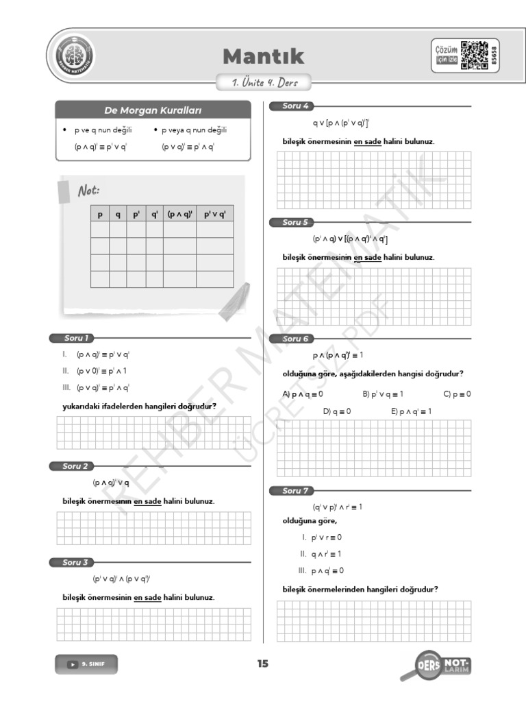 04_DERS_9 SINIF MANTIK | PDF