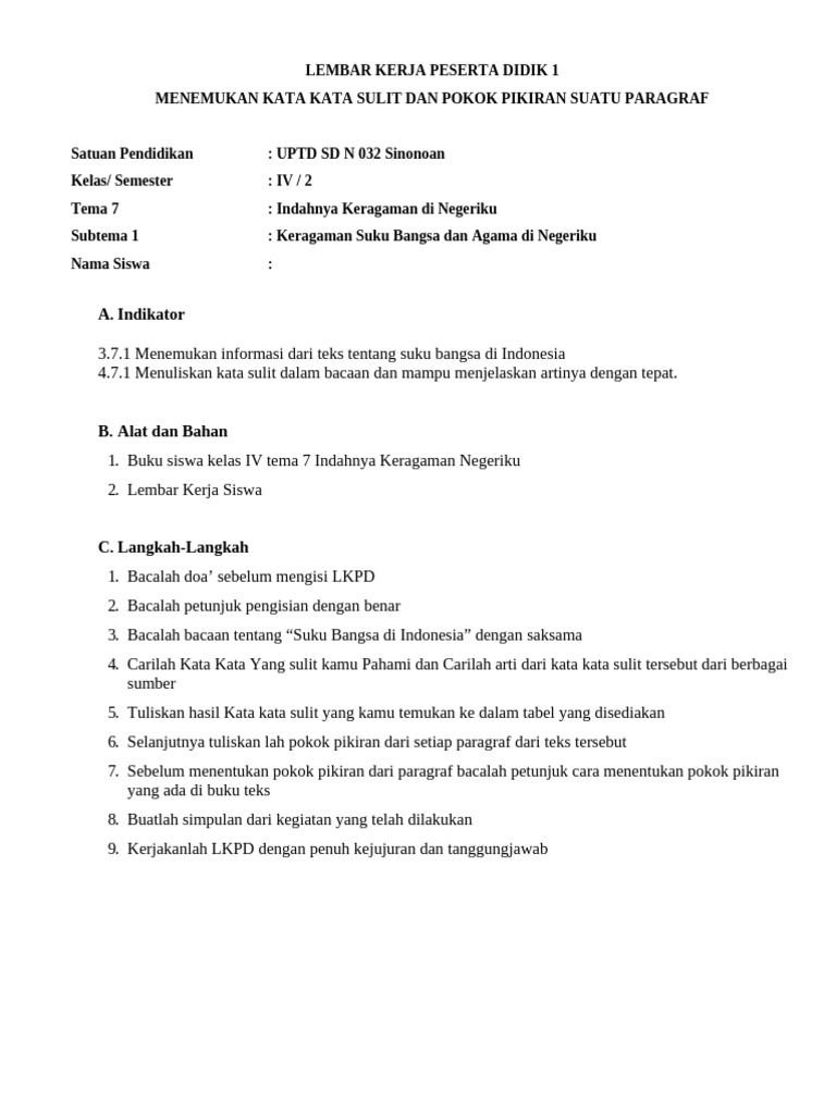 LKPD 1 | PDF | Kajian Bahasa Asing