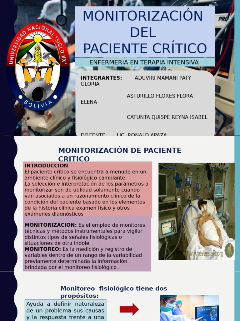Monitorizacion Del Paciente Critico | PDF | Electrocardiografia | Monitoreo (medicina)